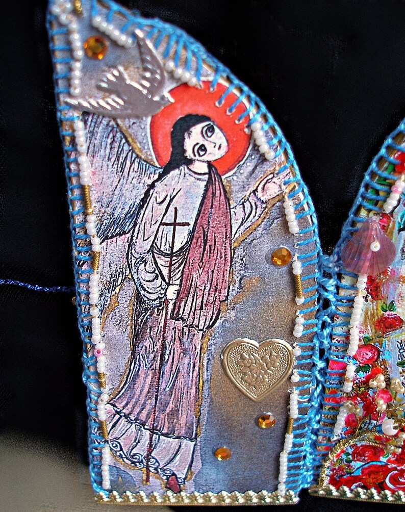 Triptych, Travel Altar Heart of Mary and Angels, Home Altar, Devotion ...