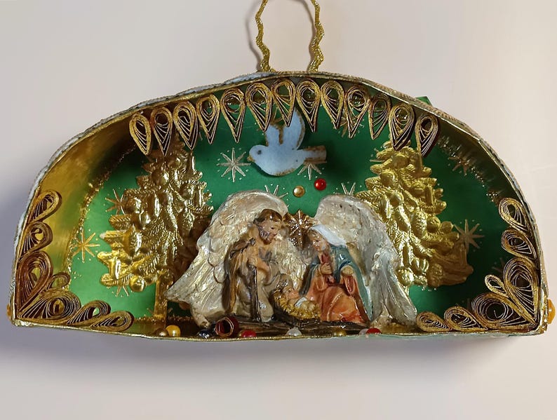 Christmas Crib, Handmade Christmas Decoration With the Holy Family ...