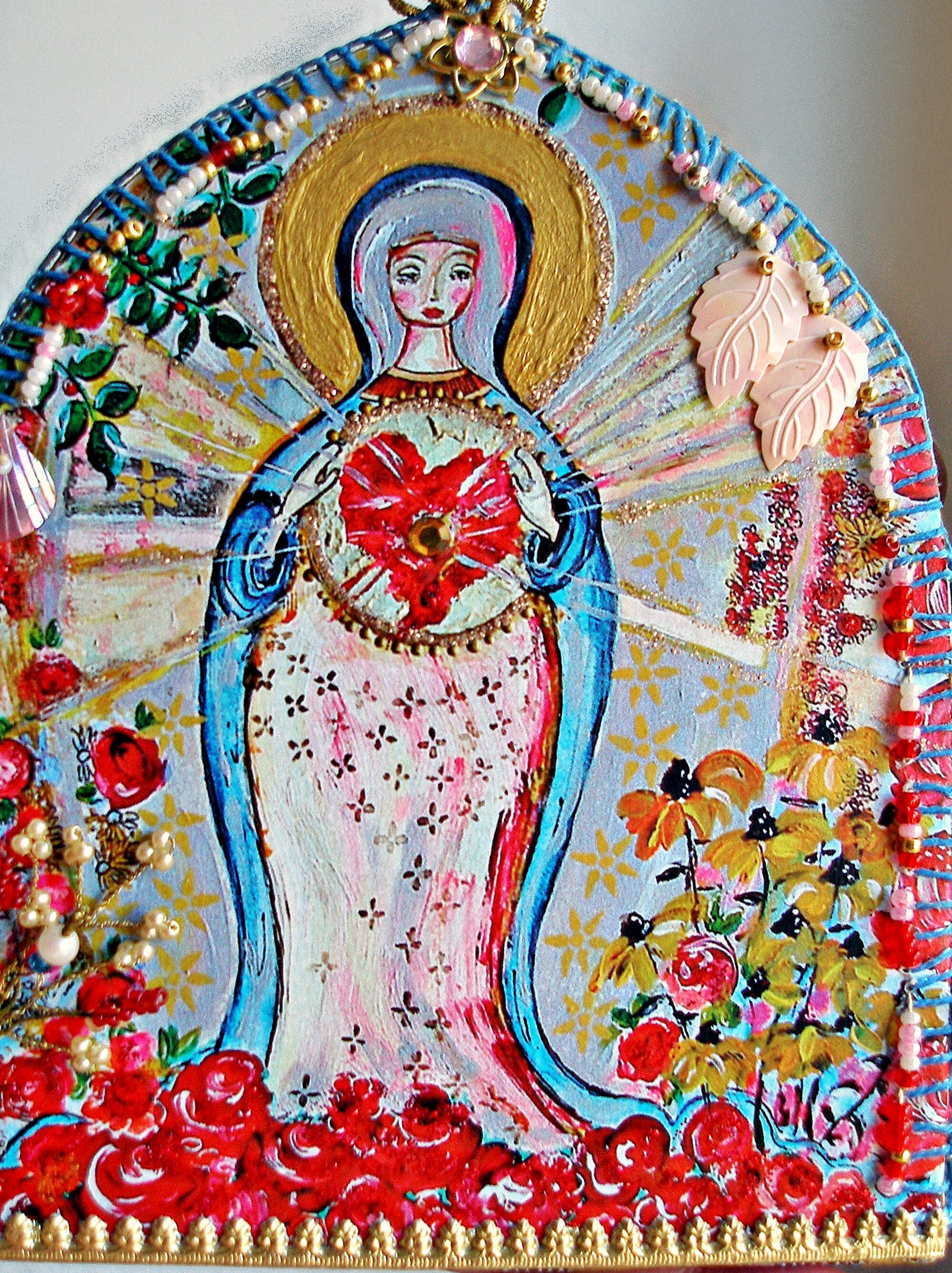 Triptych, Travel Altar Heart of Mary and Angels, Home Altar, Devotion ...