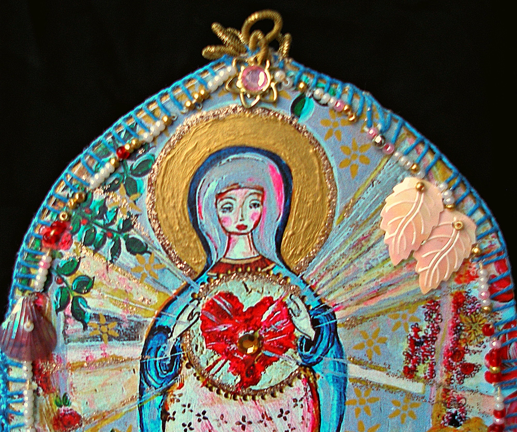 Triptych, Travel Altar Heart of Mary and Angels, Home Altar, Devotion ...