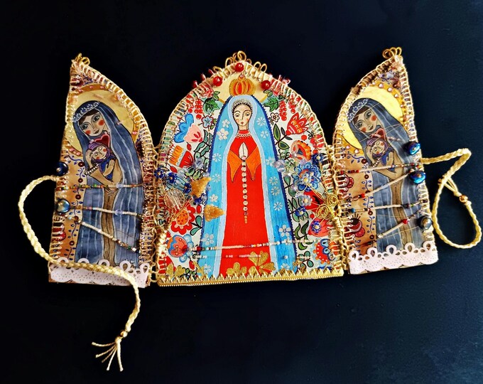 Triptych, Travel Altar Heart of Mary and Child, Home Altar, Devotion ...
