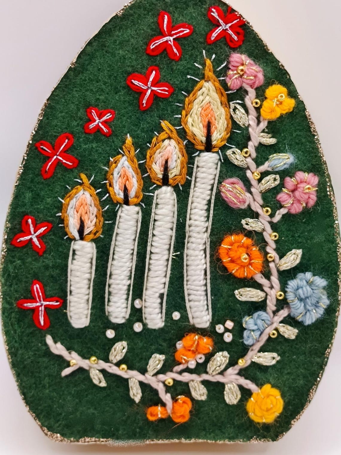 Embroidered Advent Candles, Christmas Decoration, Embroidery on Felt ...