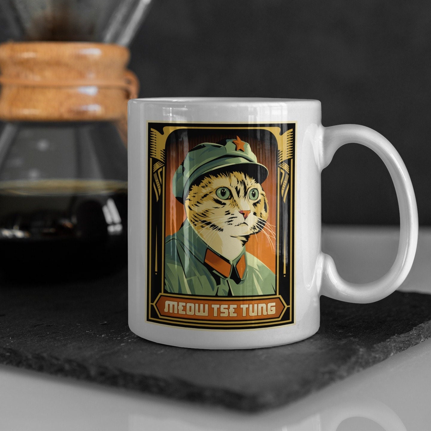 Meow Tse Tung Ceramic Coffee Mug Funny Chairman Mao Zedong Mao Tse Tung ...