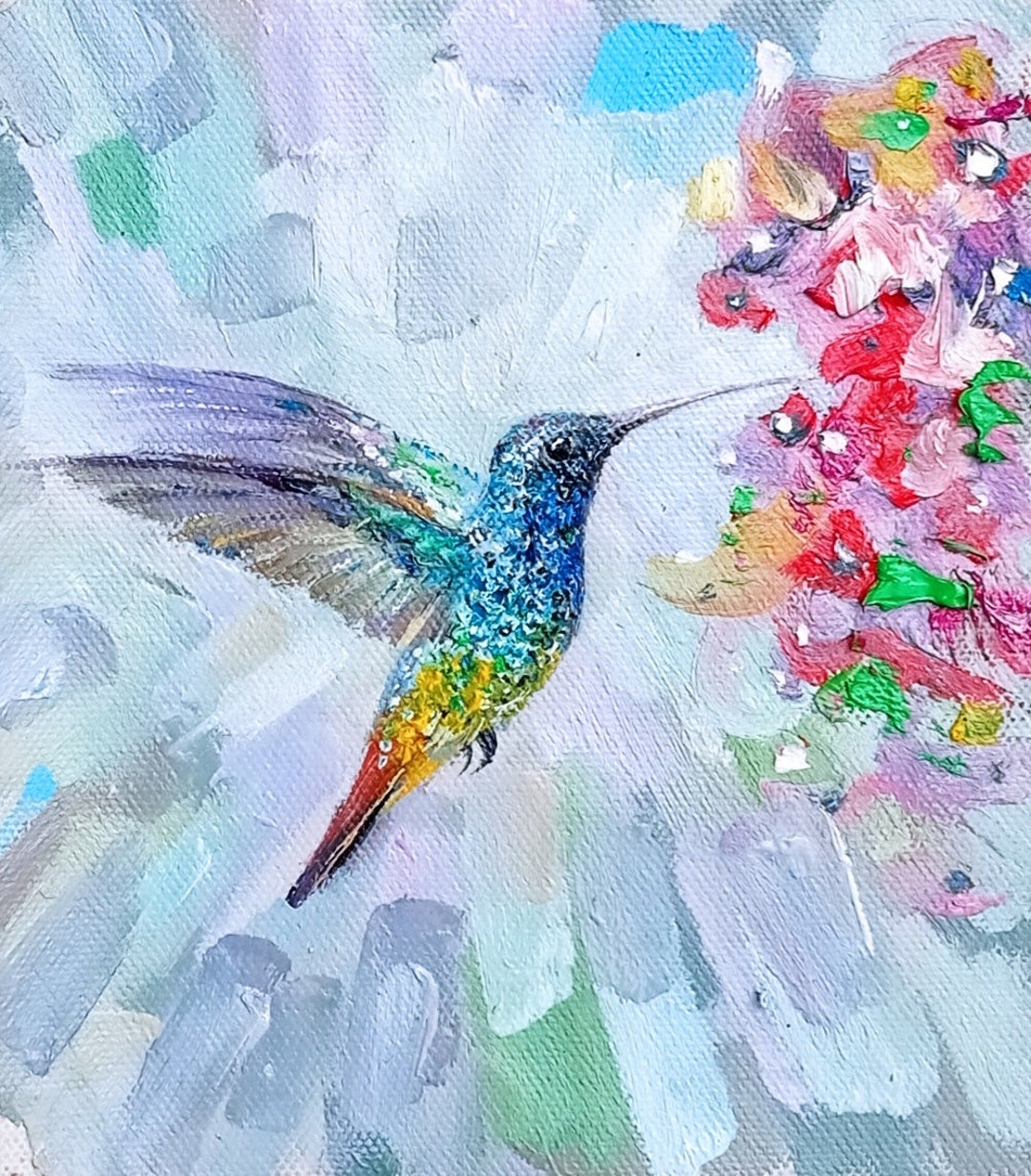 Hummingbird Painting Original Oil Colour Painting Lovely Bird Painting ...