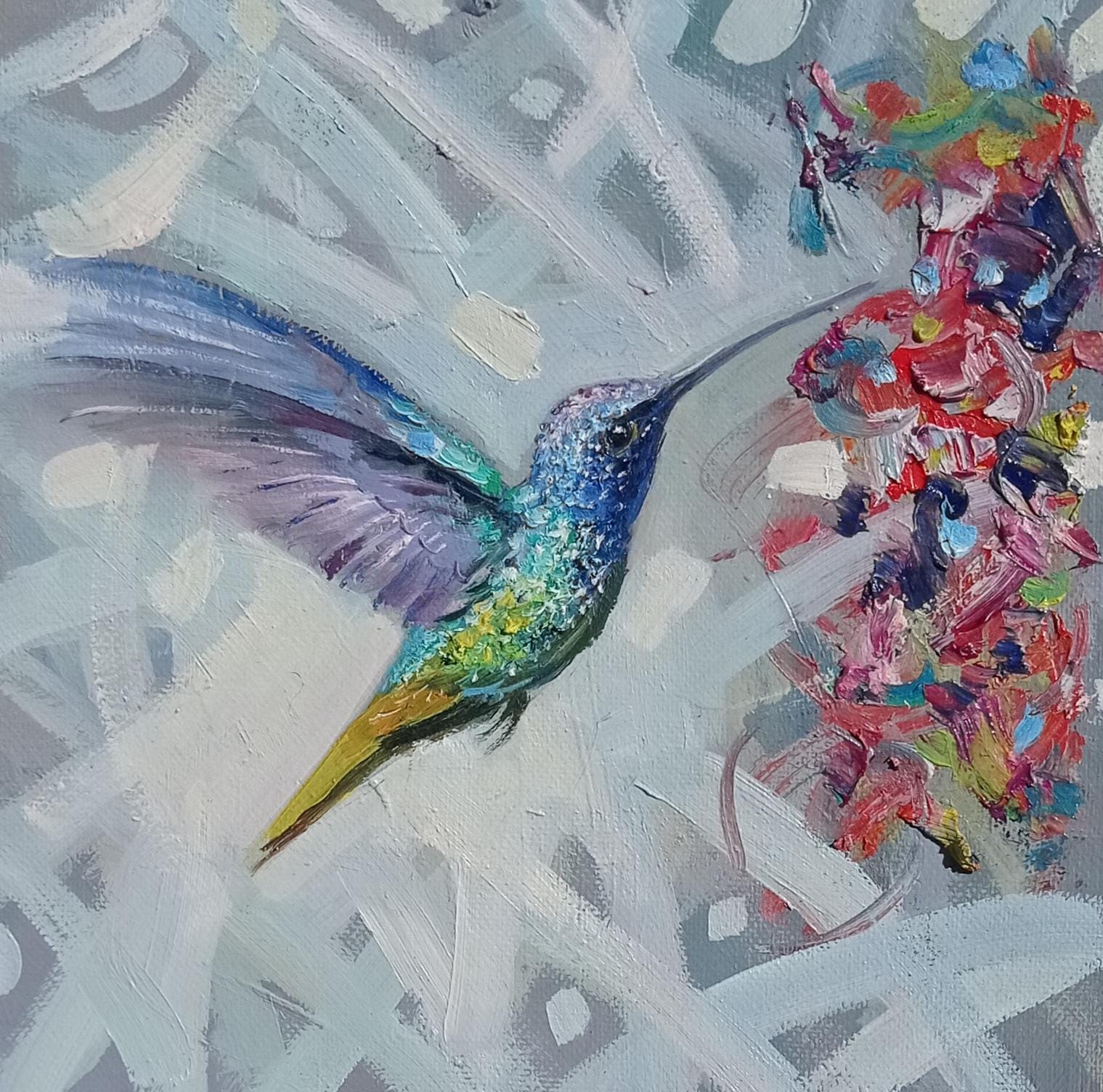 Hummingbird Painting Original Oil Colour Painting Lovely Bird Painting ...