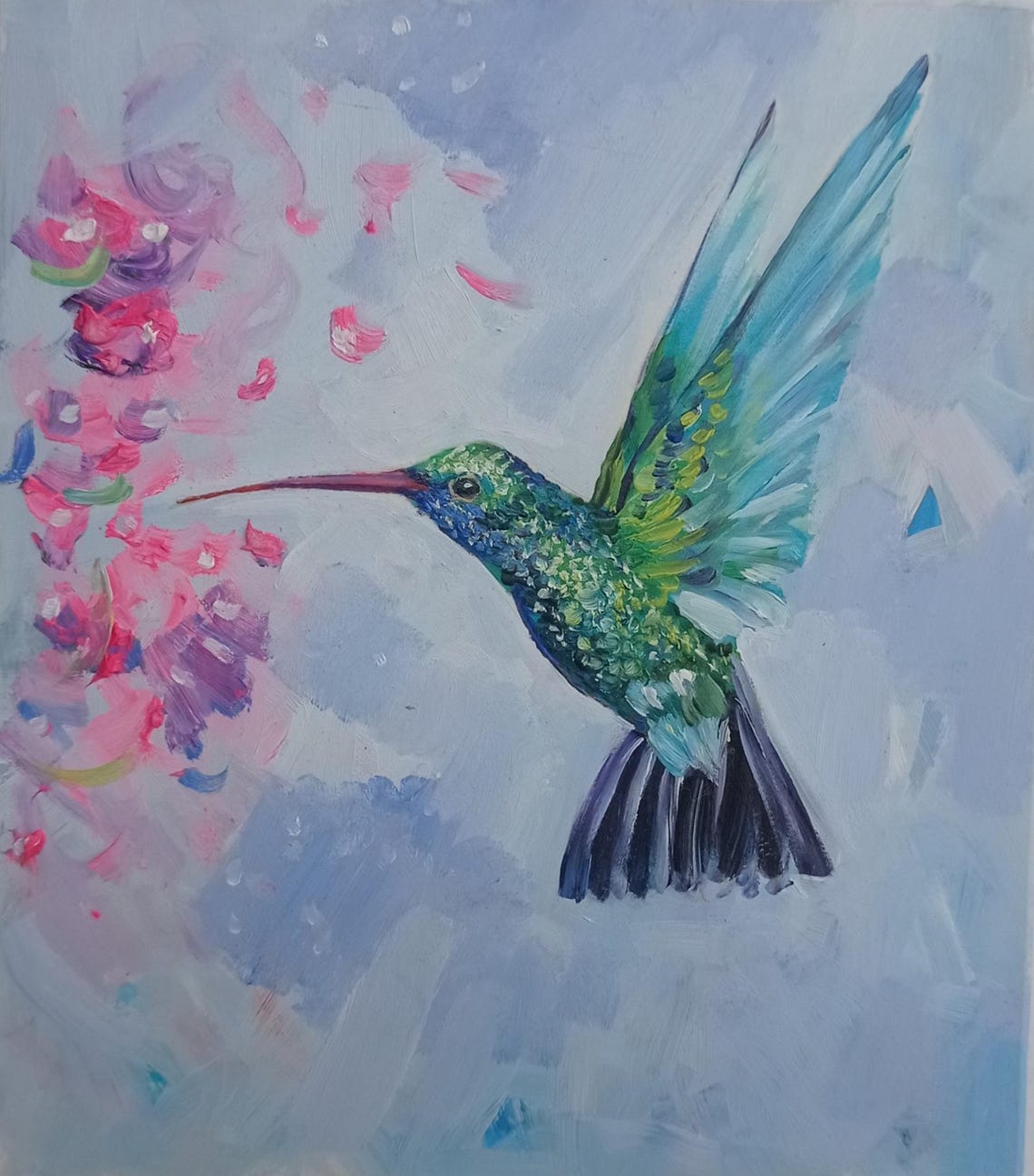 Hummingbird Painting Original Handmade Collection Bird Art Home Design ...