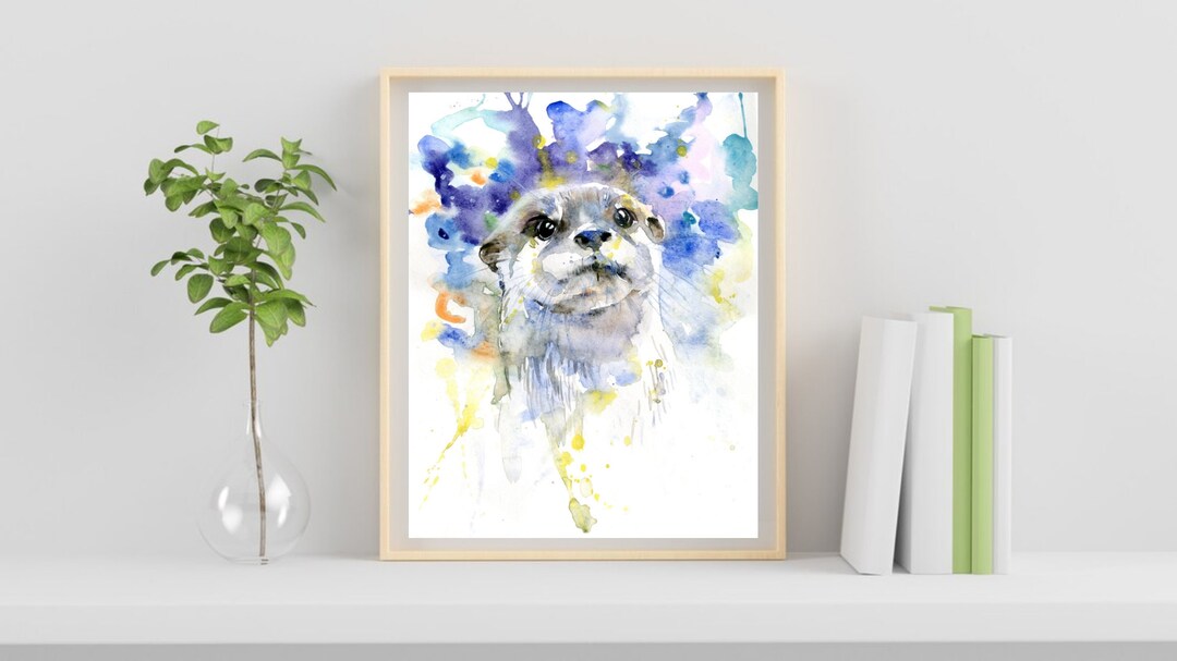 Original Otter Portrait Watercolor Painting Original Handmade ...