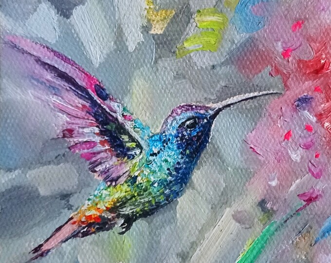 Hummingbird Painting Original Oil Colour Painting Lovely Bird - Etsy