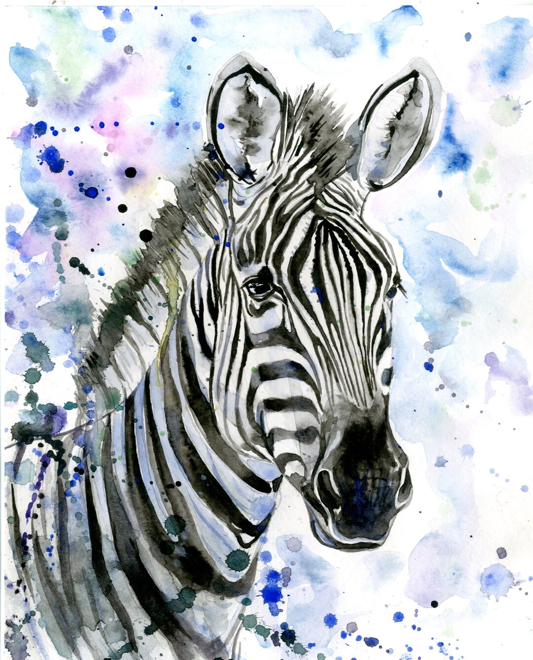Original Watercolor Painting Zebra Original Handmade Collection. - Etsy