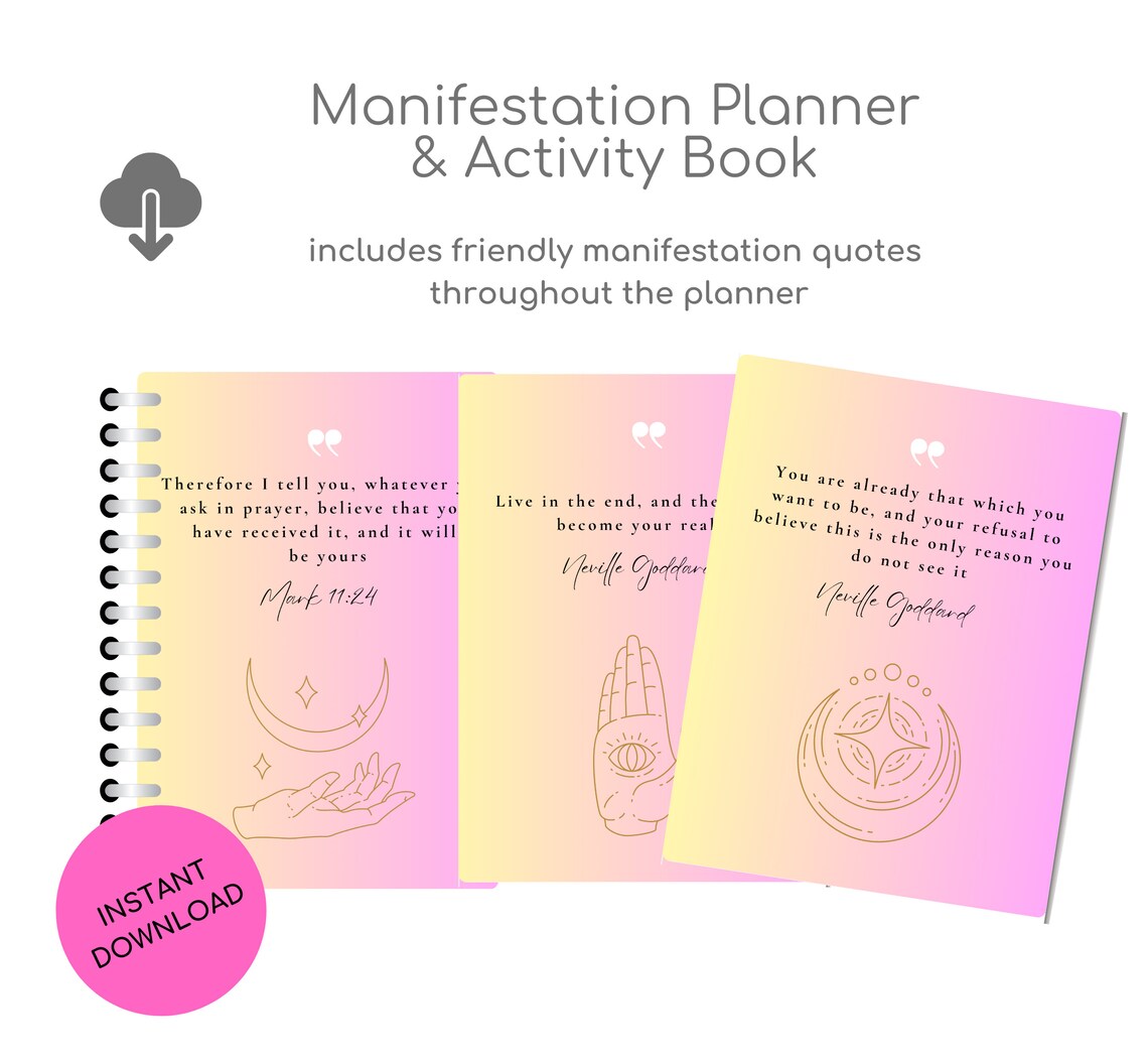 Manifestation Planner & Activity Journal PRINTABLE Law of Attraction ...