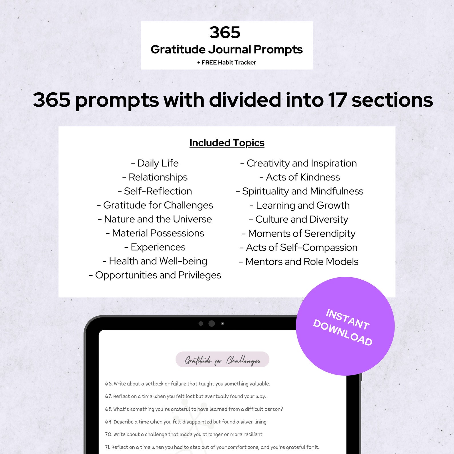 365 Daily Gratitude Journal | Daily Reflection | Self Discovery Journal ...