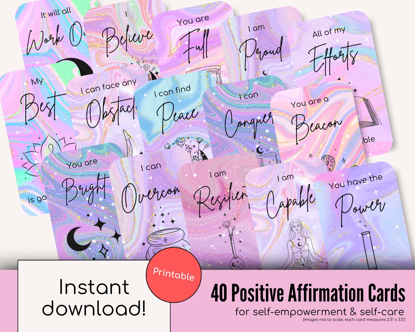 Positive Affirmations Card Bundle | Self Love | Affirmation Station ...