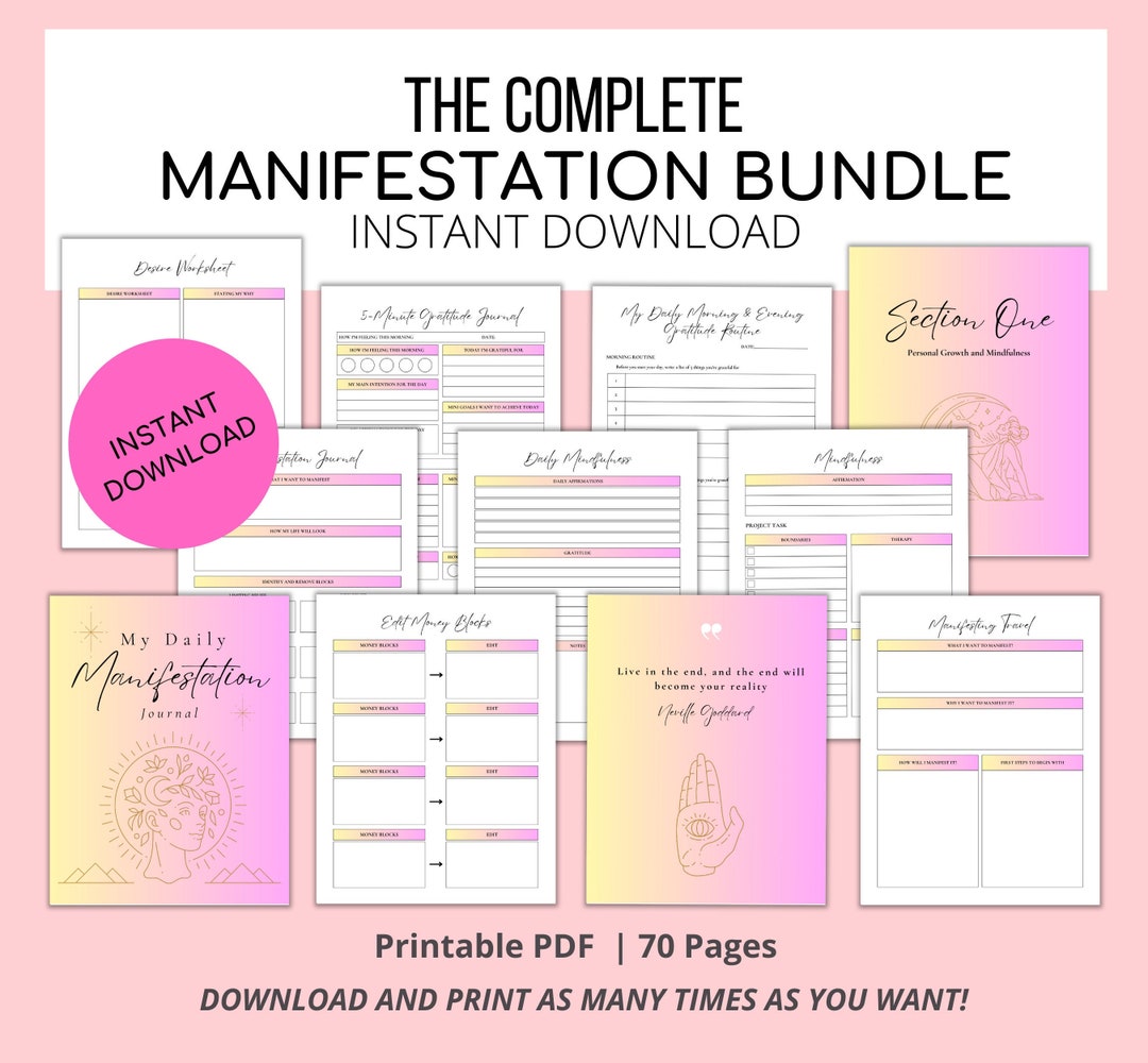 Manifestation Planner & Activity Journal PRINTABLE | Law of Attraction ...
