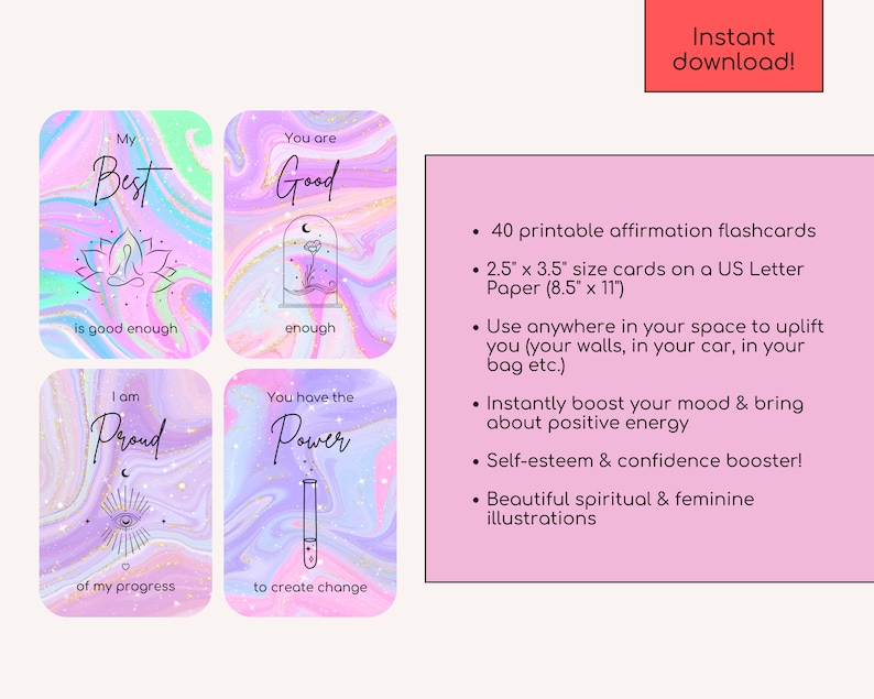 Positive Affirmations Card Bundle | Self Love | Affirmation Station ...