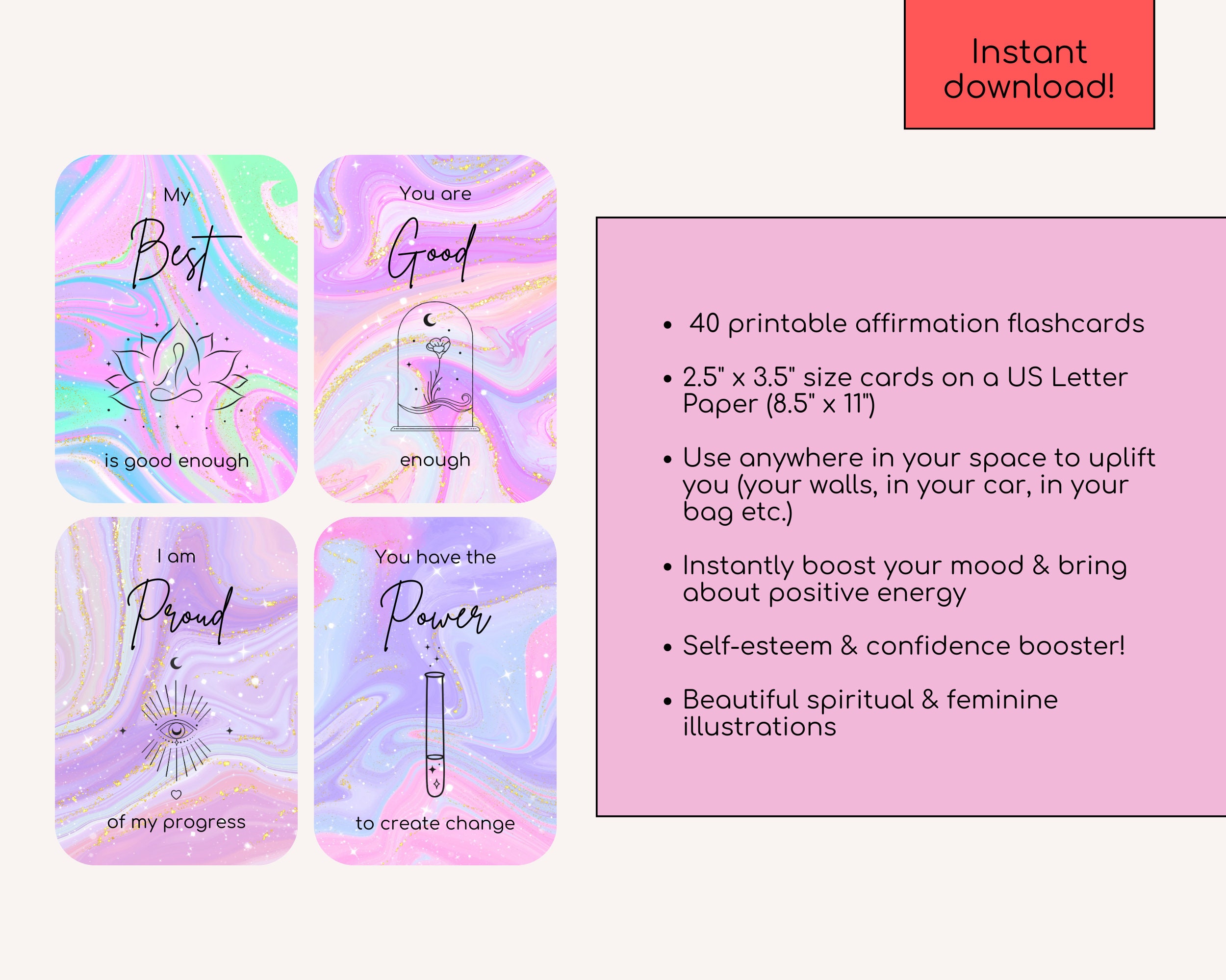 Positive Affirmations Card Bundle | Self Love | Affirmation Station ...