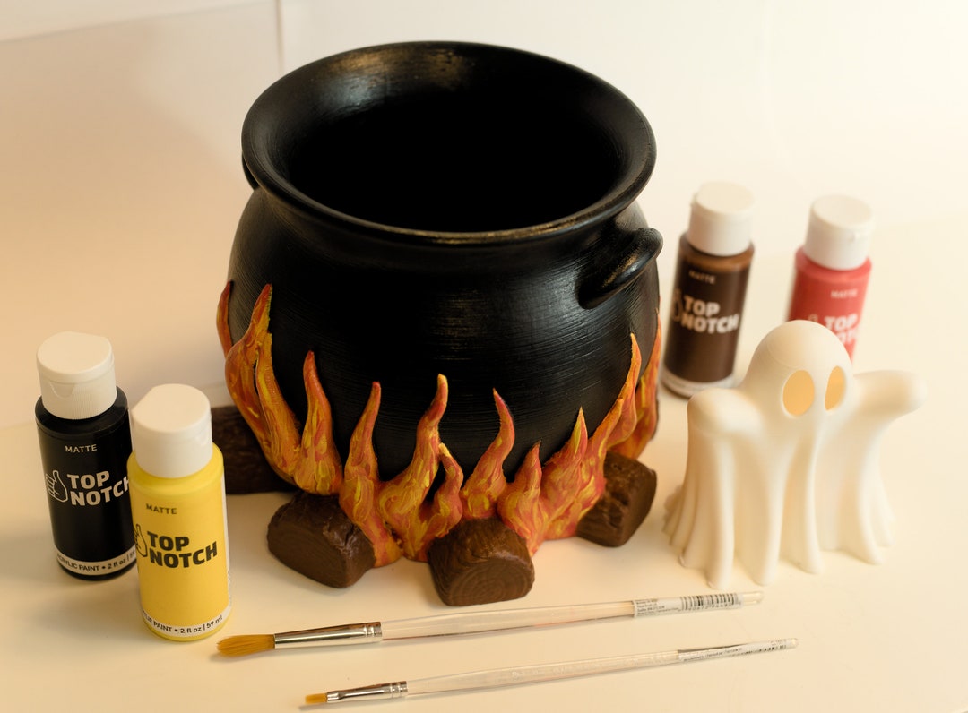 Paint Your Own Art for Halloween: Flaming Cauldron and Booh the Ghost ...