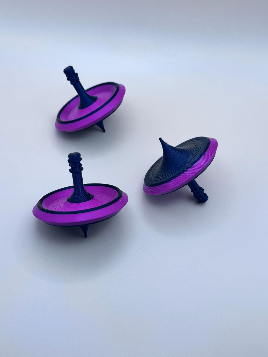 Set of 3 Two-tone Spinning Tops – Elegant Desk Toy, Balanced Spin - Etsy