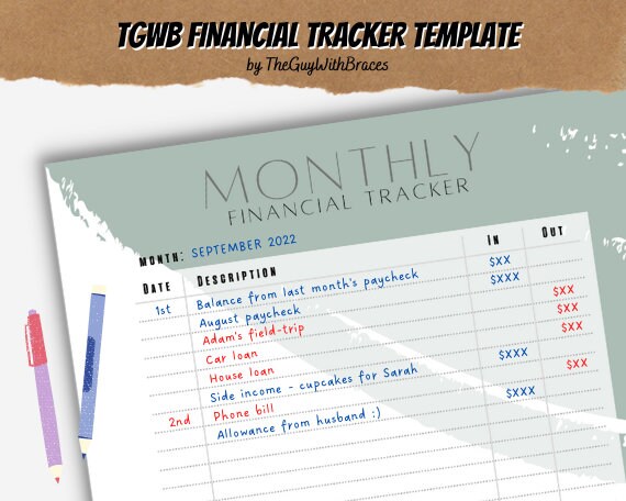Printable Minimal Financial Tracker Template Monthly or - Etsy