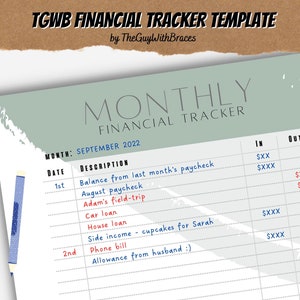 Printable Minimal Financial Tracker Template, Monthly or Yearly ...