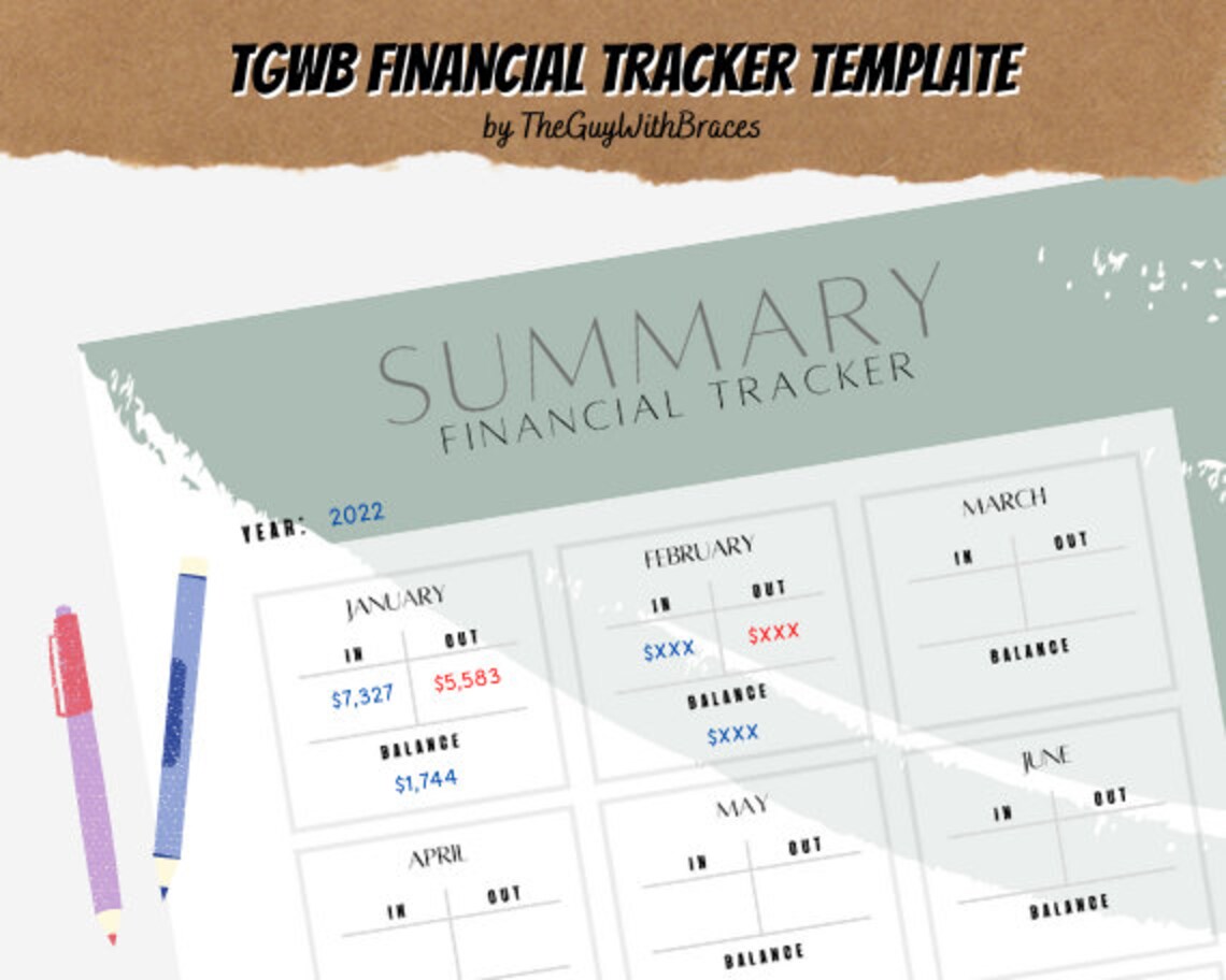 Printable Minimal Financial Tracker Template Monthly or - Etsy