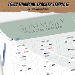 Printable Minimal Financial Tracker Template, Monthly or Yearly ...