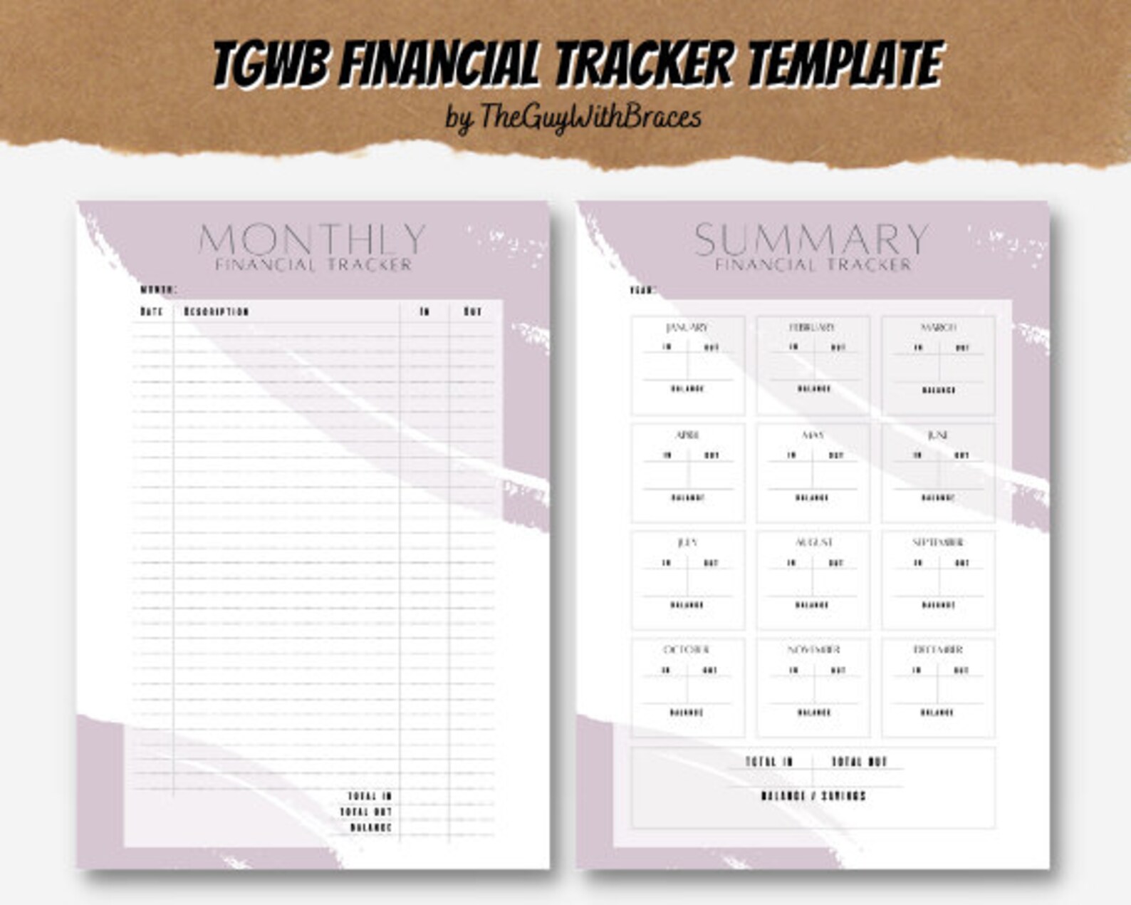 Printable Minimal Financial Tracker Template Monthly or - Etsy