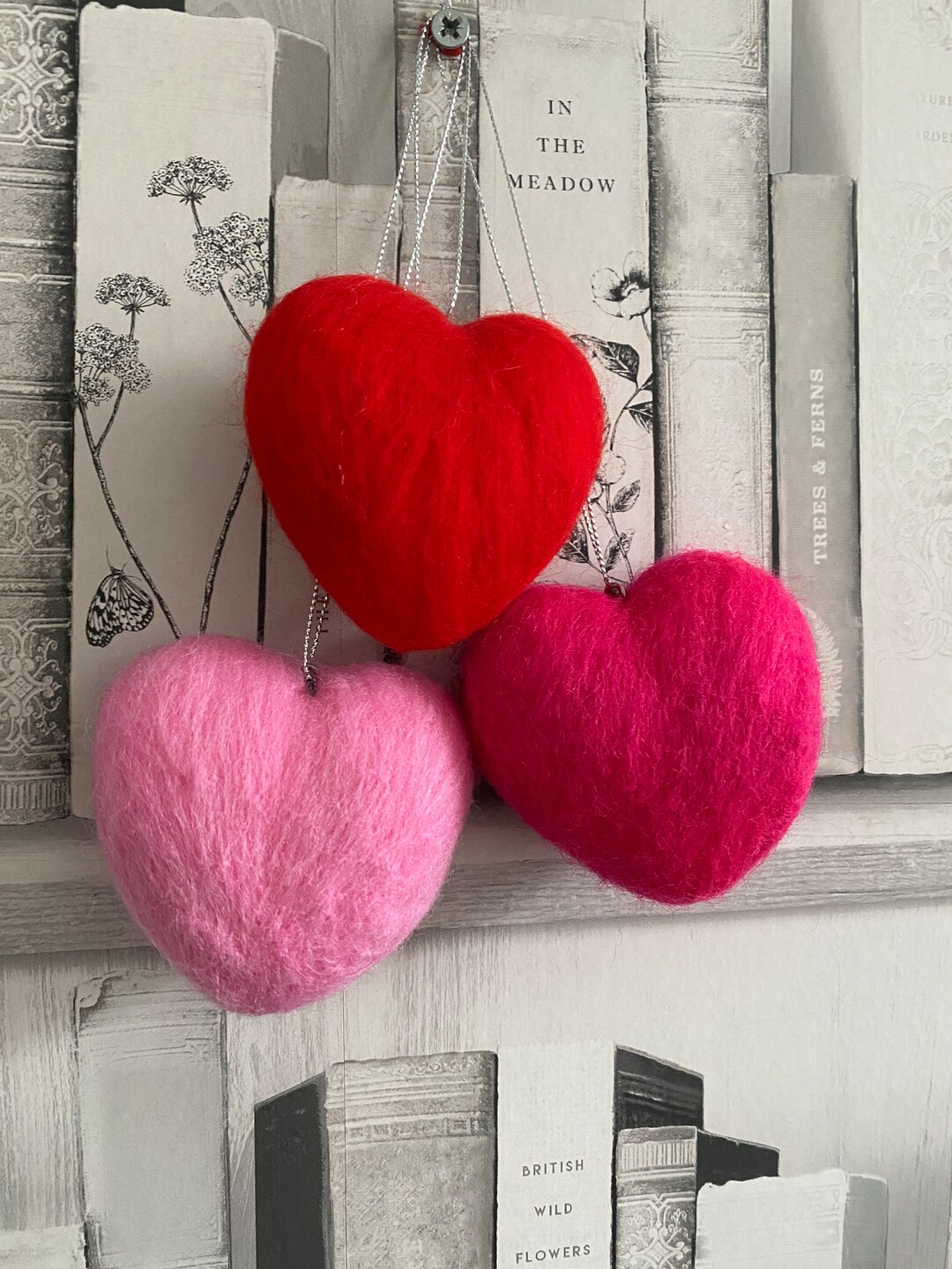Needle Felt Hanging Hearts, Needle Felt Hearts, Hangings - Etsy