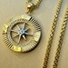 14K Solid Gold Compass Necklace, Compass Jewelry, Solid Gold Necklace ...