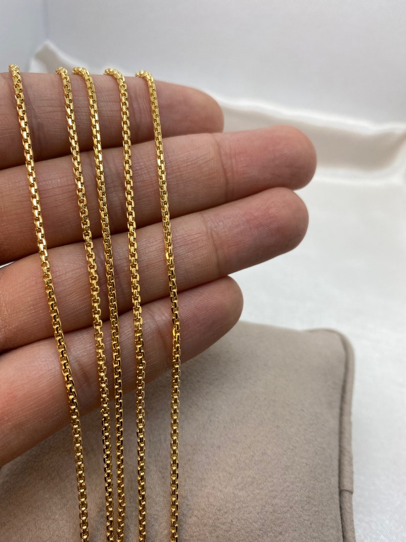 18k Solid Gold Round Box Chain Necklace,18, Inches ,2mm Thickness ,18k ...