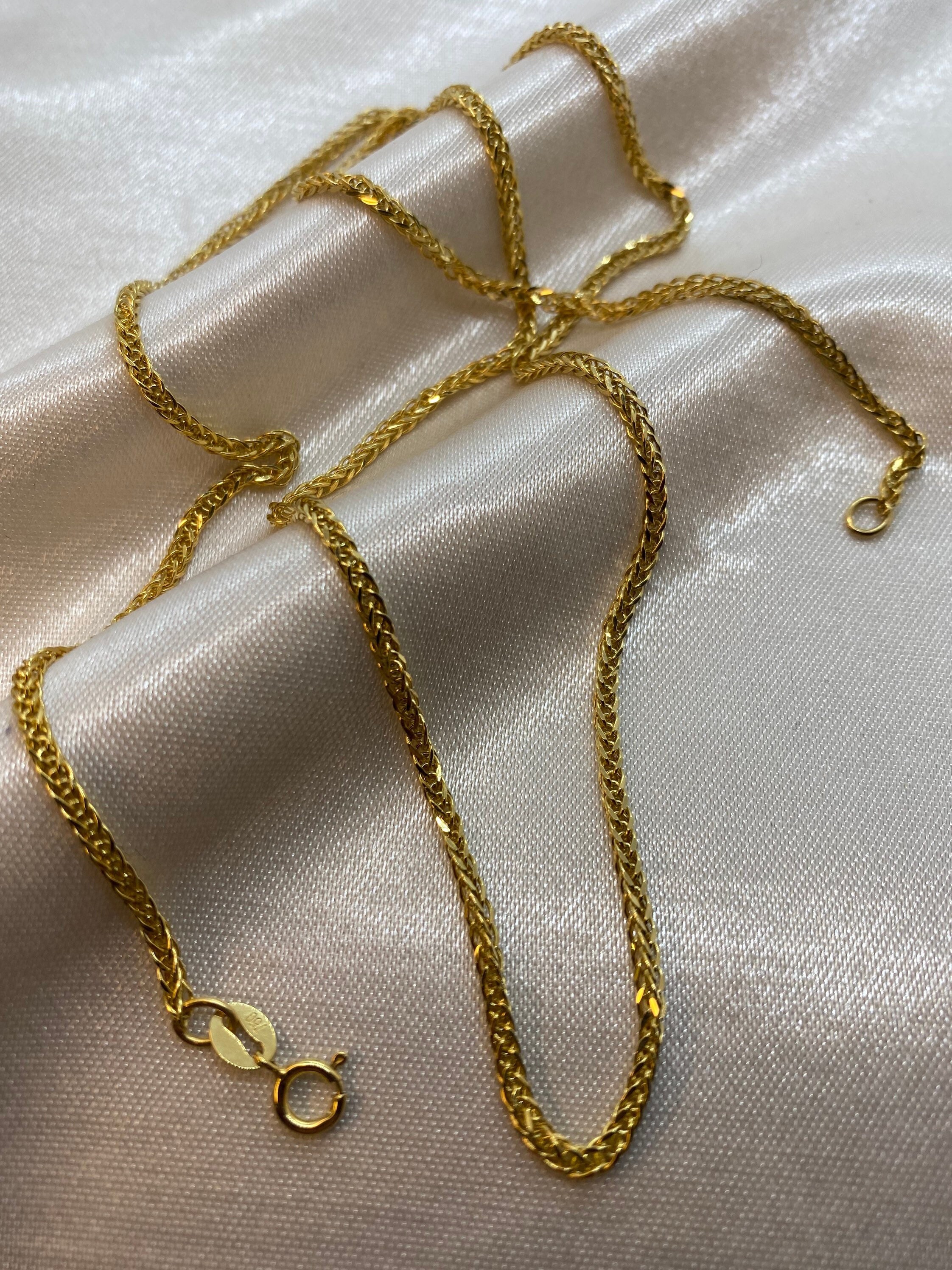 18k Solid Gold Foxtail Chain, Foxtail Chain, Foxtail Necklace, Franco ...