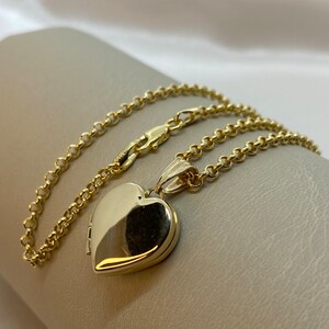 14k Solid Gold Heart Locket Necklace With Rolo Chain - Etsy