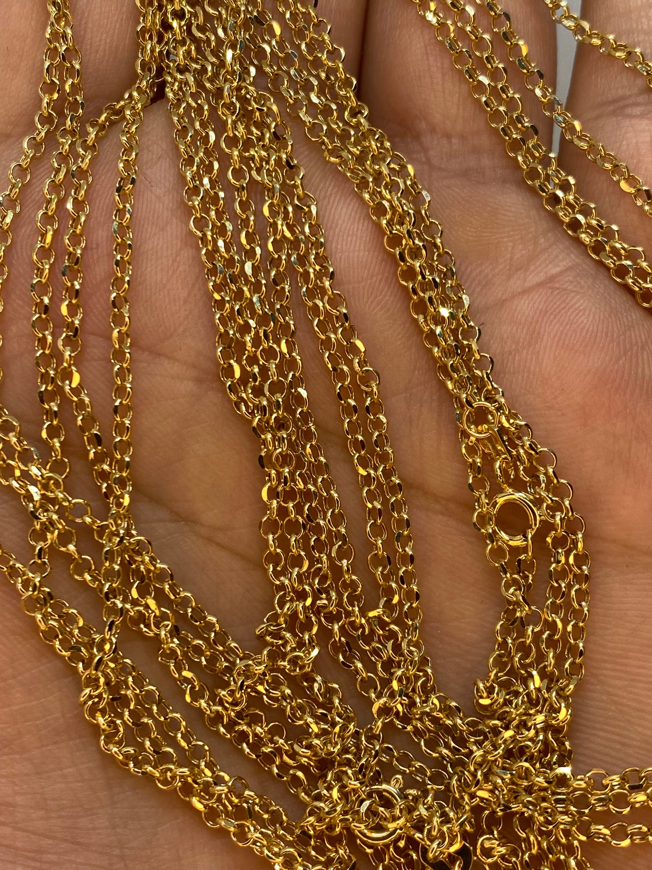 18k Solid Gold Rolo Chain 2MM , 18k Gold Rolo Chain, Gold Rolo Chain ...