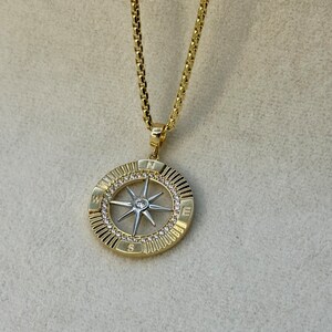 14K Solid Gold Compass Necklace, Compass Jewelry, Solid Gold Necklace ...