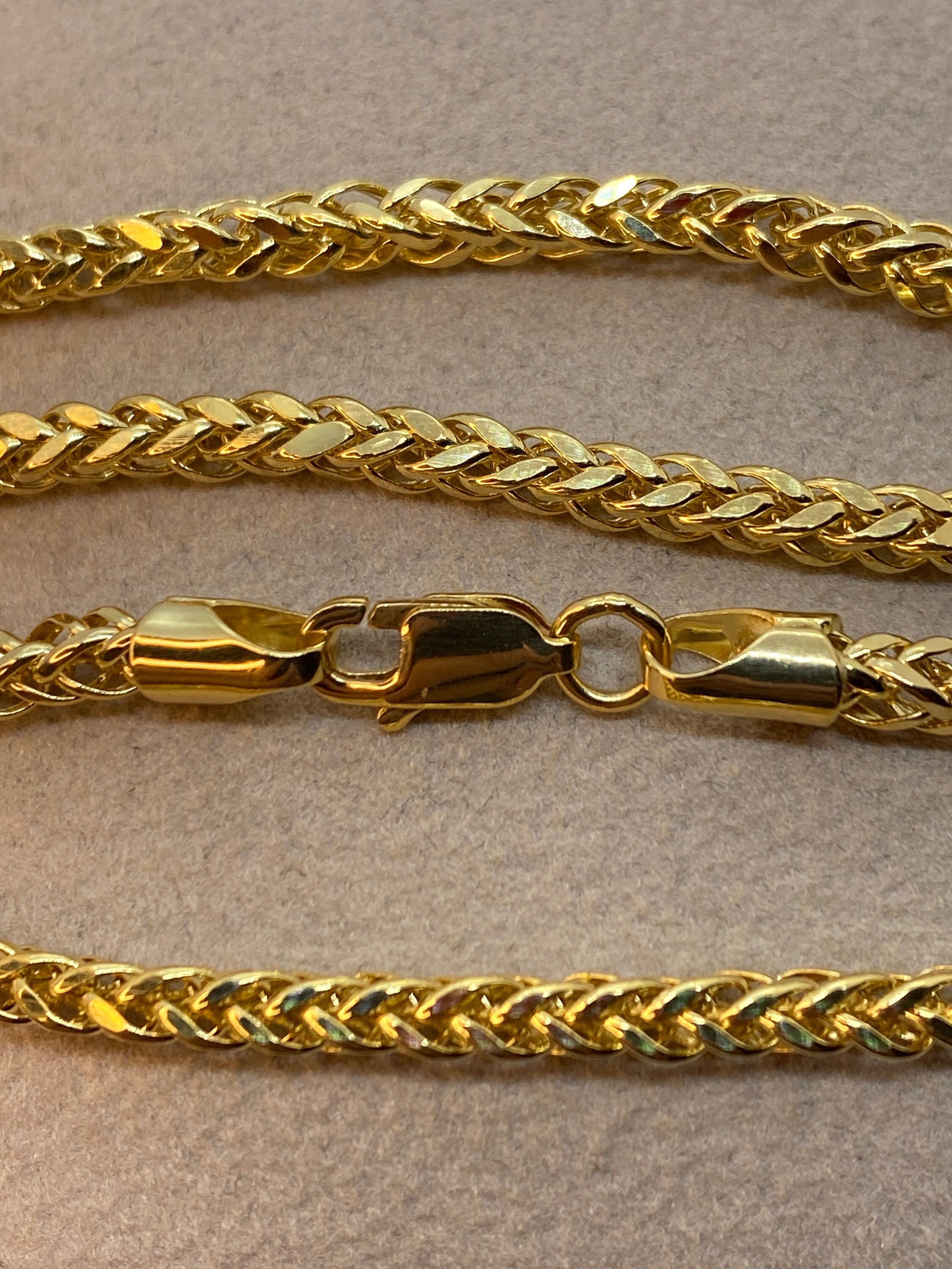 18k Gold Foxtail Chain, Foxtail Chain, Foxtail Necklace, Franco Foxtail ...