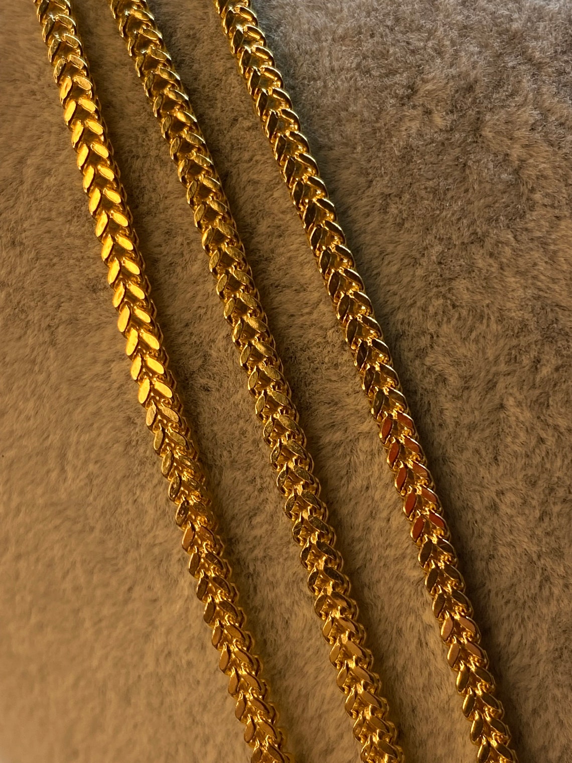 14k Solid Gold Foxtail Chain, Foxtail Chain, Foxtail Necklace, Franco ...