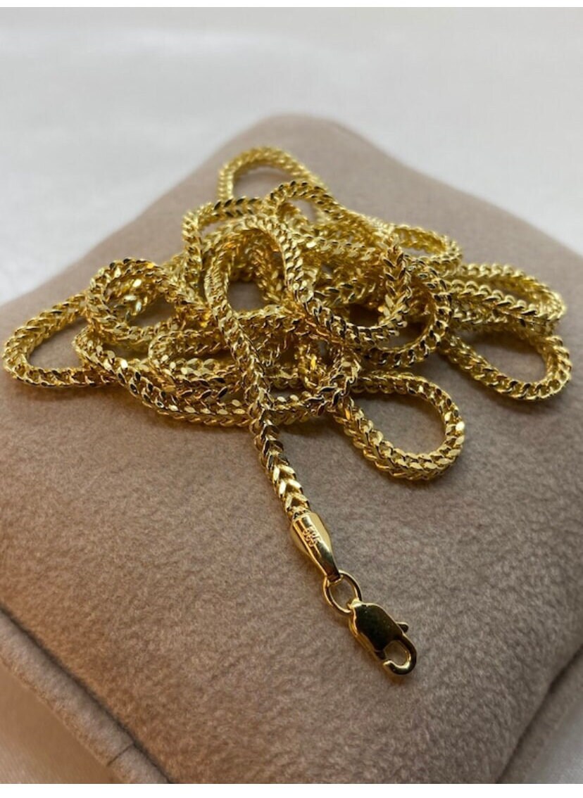14k Solid Gold Foxtail Chain, Foxtail Chain, Foxtail Necklace, Franco ...