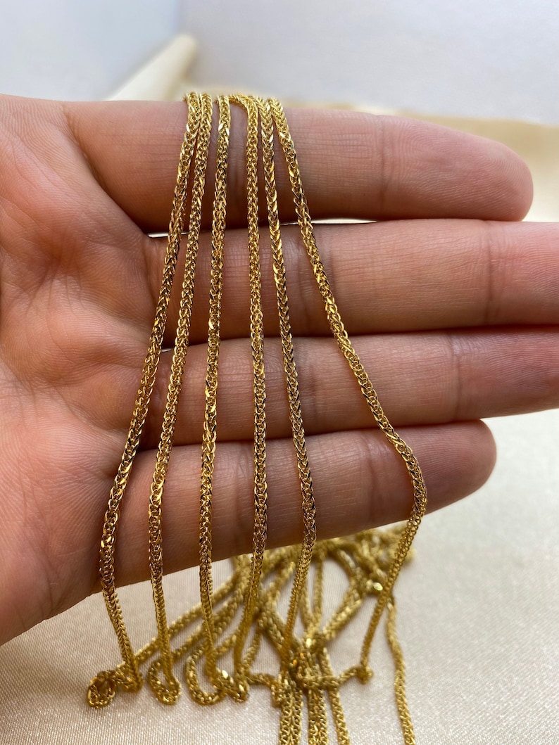 18k Solid Gold Foxtail Chain, Foxtail Chain, Foxtail Necklace, Franco ...