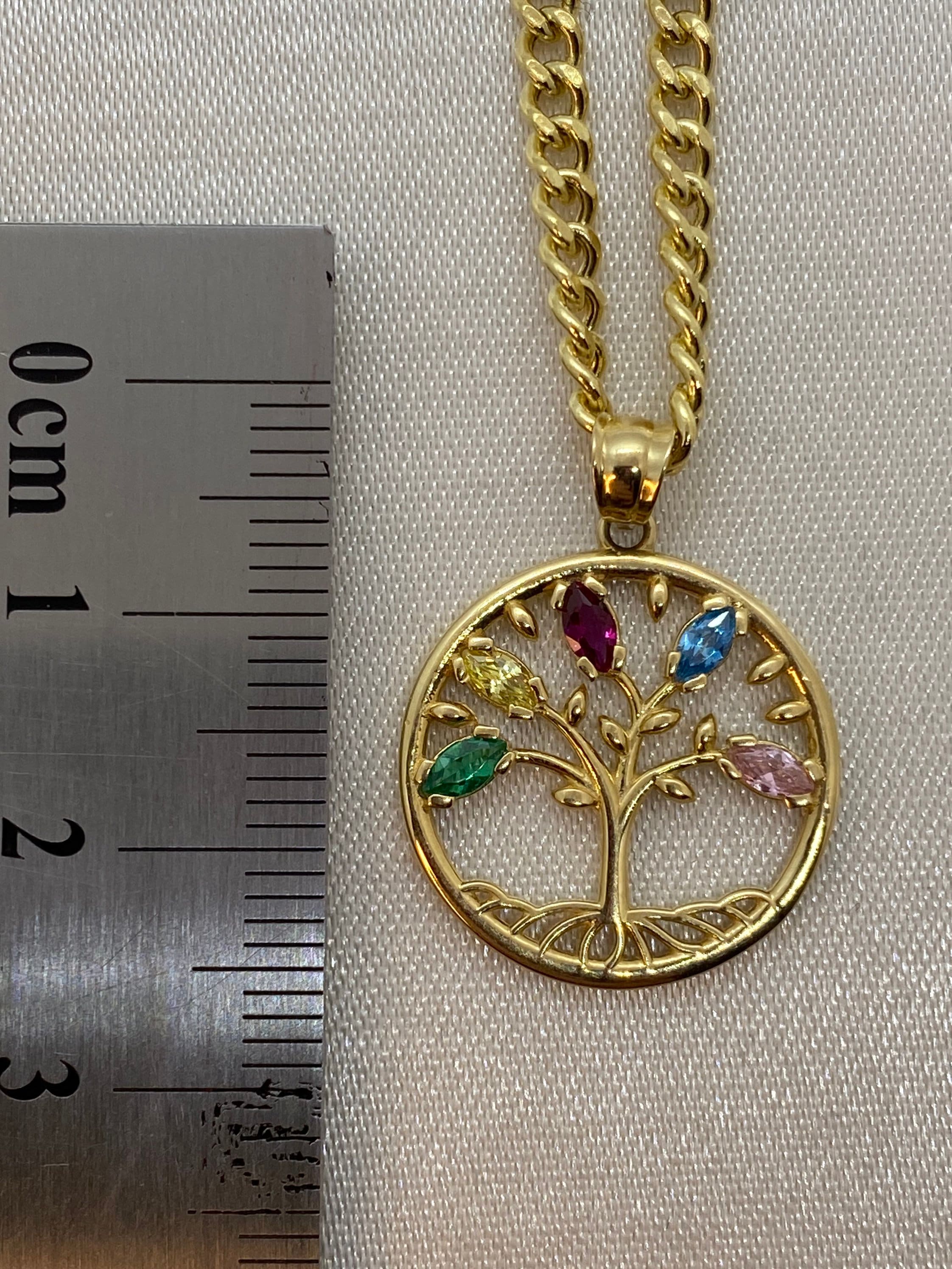 14k Real Gold Tree of Life Pendant With 18k Curb Chain Gold - Etsy