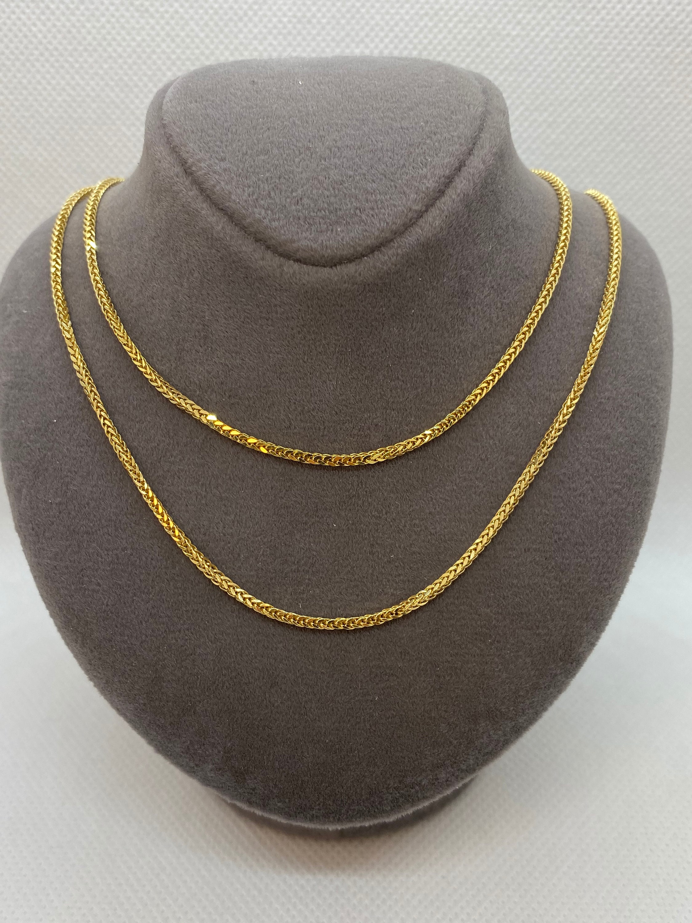 18k Solid Gold Foxtail Chain, Foxtail Chain, Foxtail Necklace, Franco ...