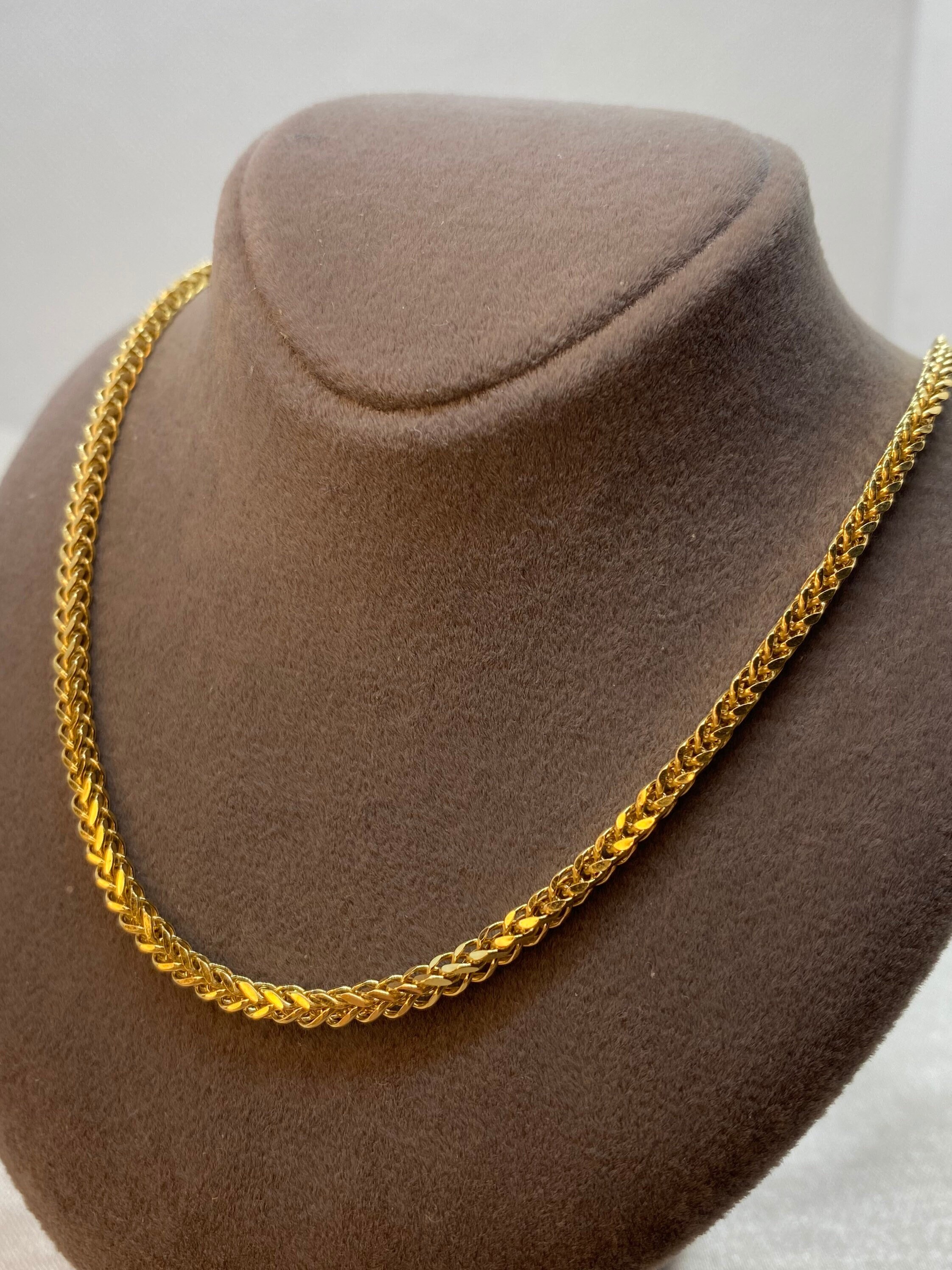 18k Gold Franco Chain Necklace: Unisex Foxtail Style, 3mm - Etsy