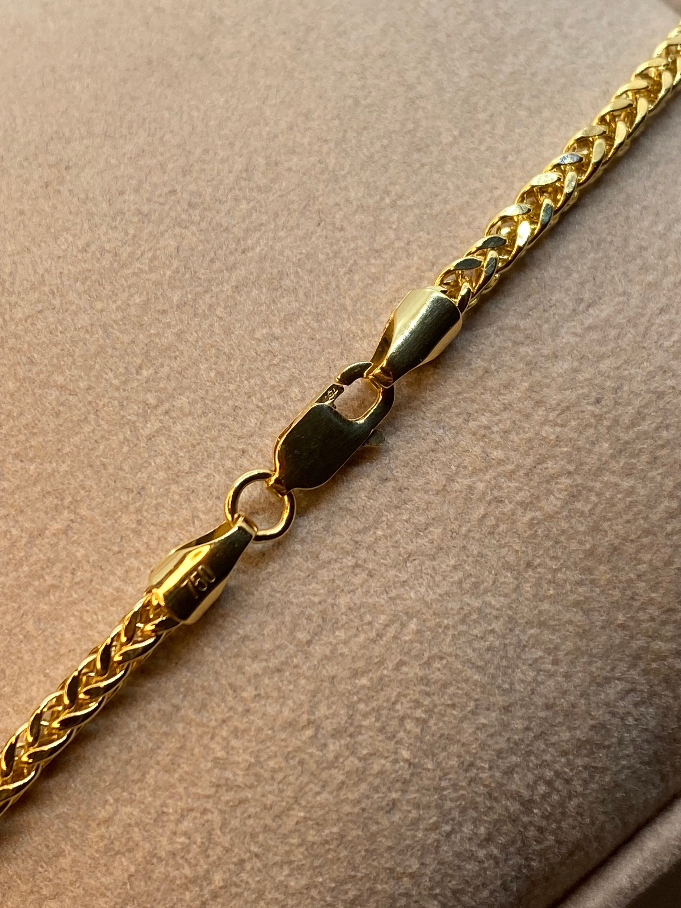 18k Gold Franco Chain Necklace: Unisex Foxtail Style, 3mm - Etsy