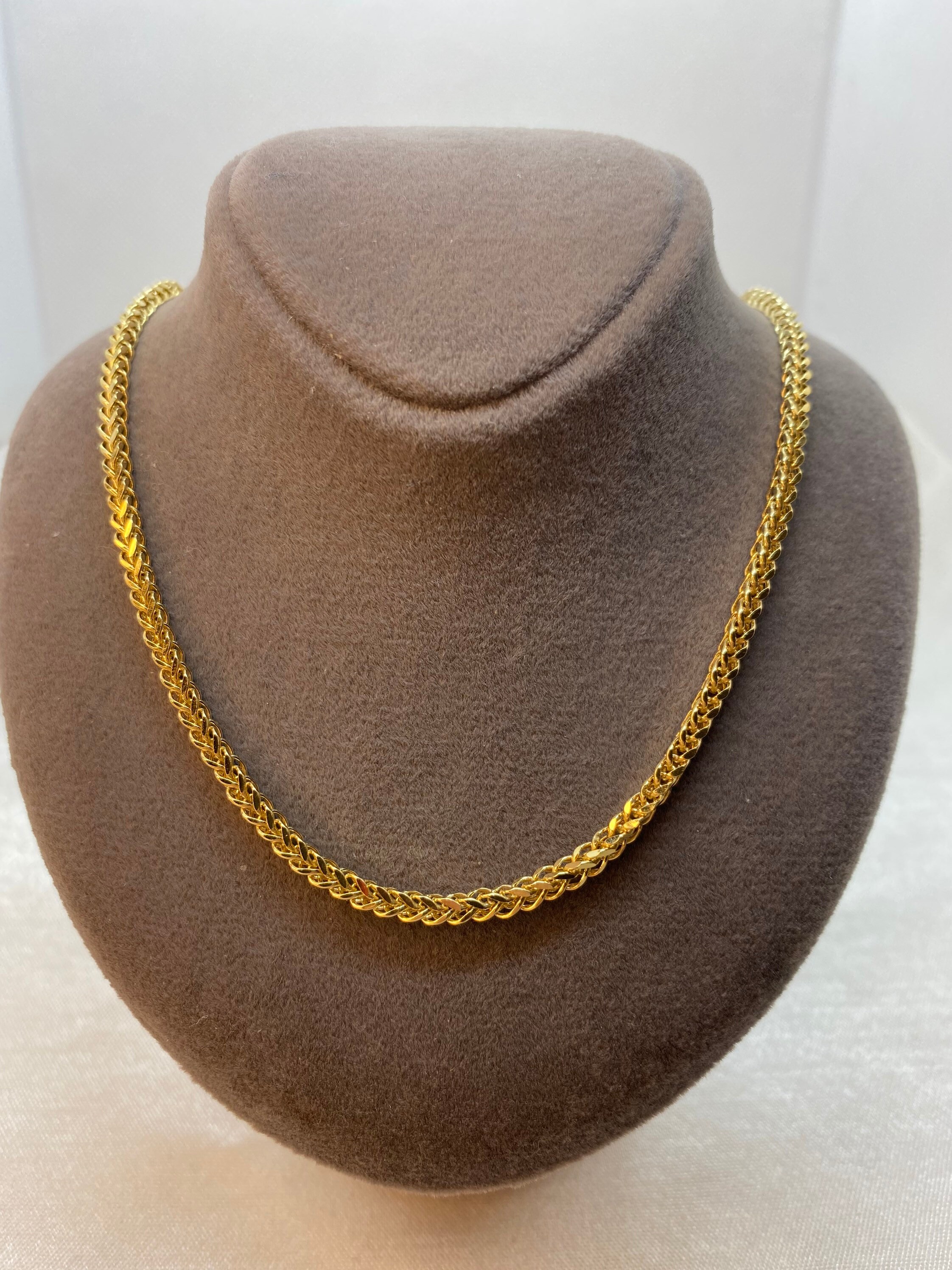 18k Gold Foxtail Chain, Foxtail Chain, Foxtail Necklace, Franco Foxtail ...