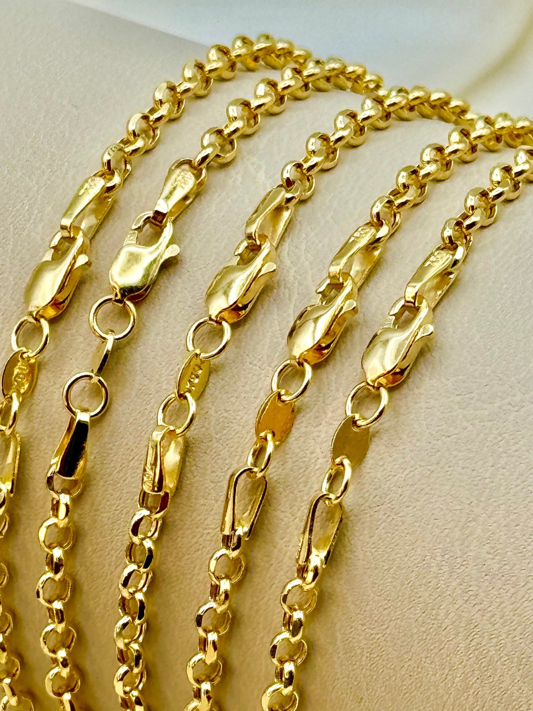 18k Solid Gold Rolo Chain Necklace - 3mm - Etsy