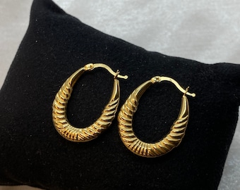18k Gold Hoop Earring, Fat Hoop Earring, Gold Hoop Earring, Gift ...