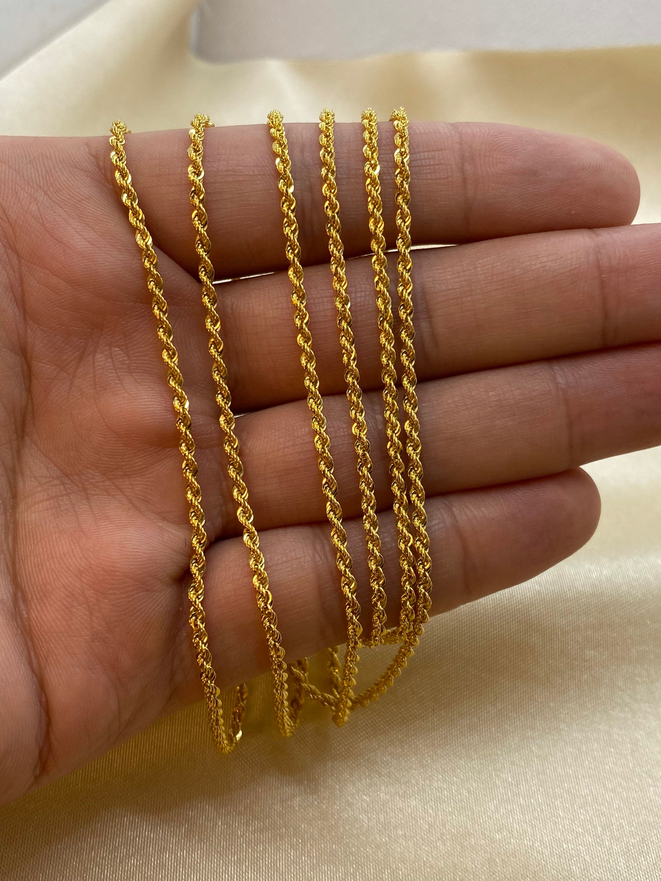 18k Solid Gold Rope Necklace 2mm,18k Solid Gold Rope Chain , Gold Rope ...