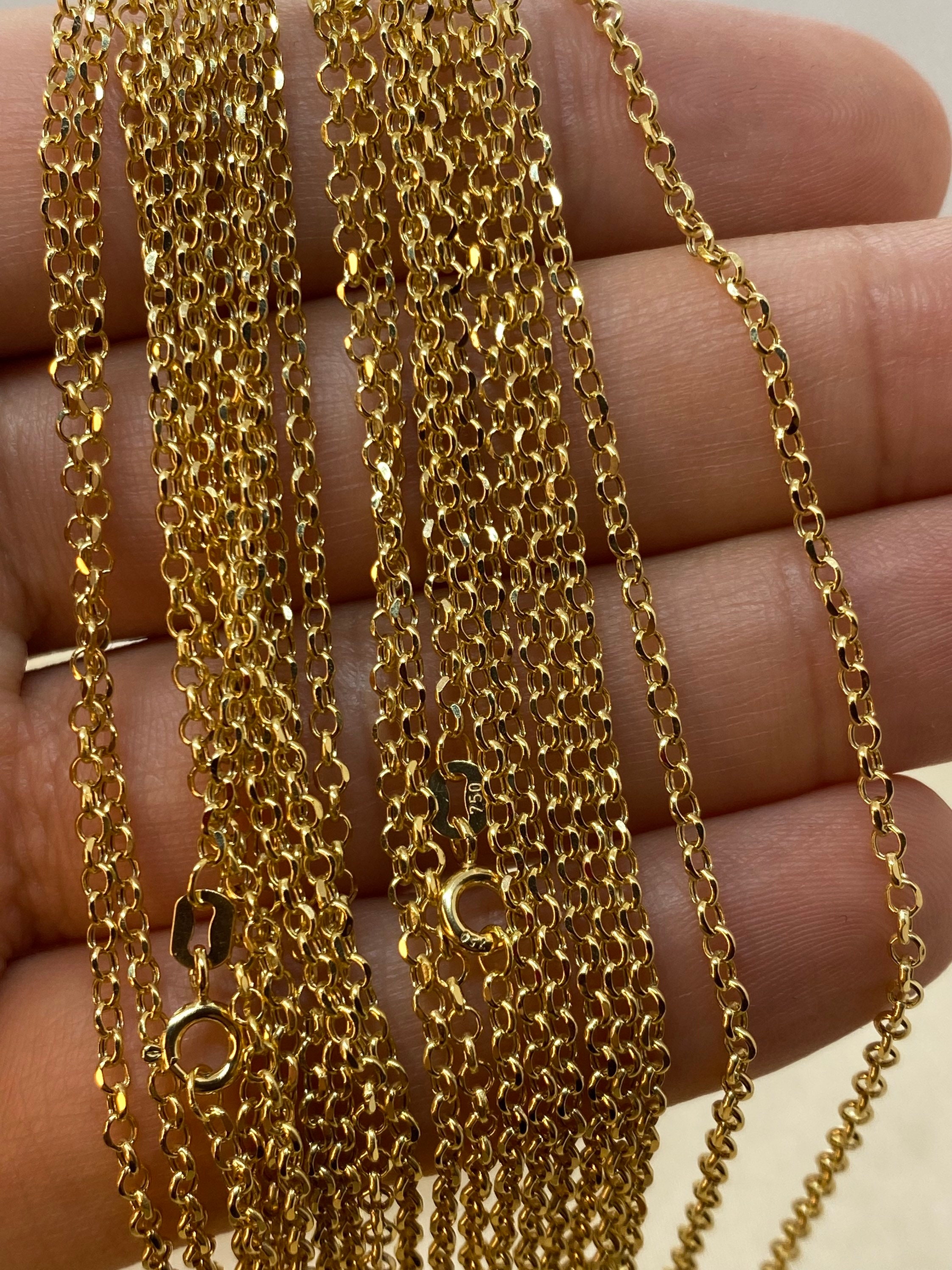 18k Solid Gold Rolo Chain 2MM , 18k Gold Rolo Chain, Gold Rolo Chain ...