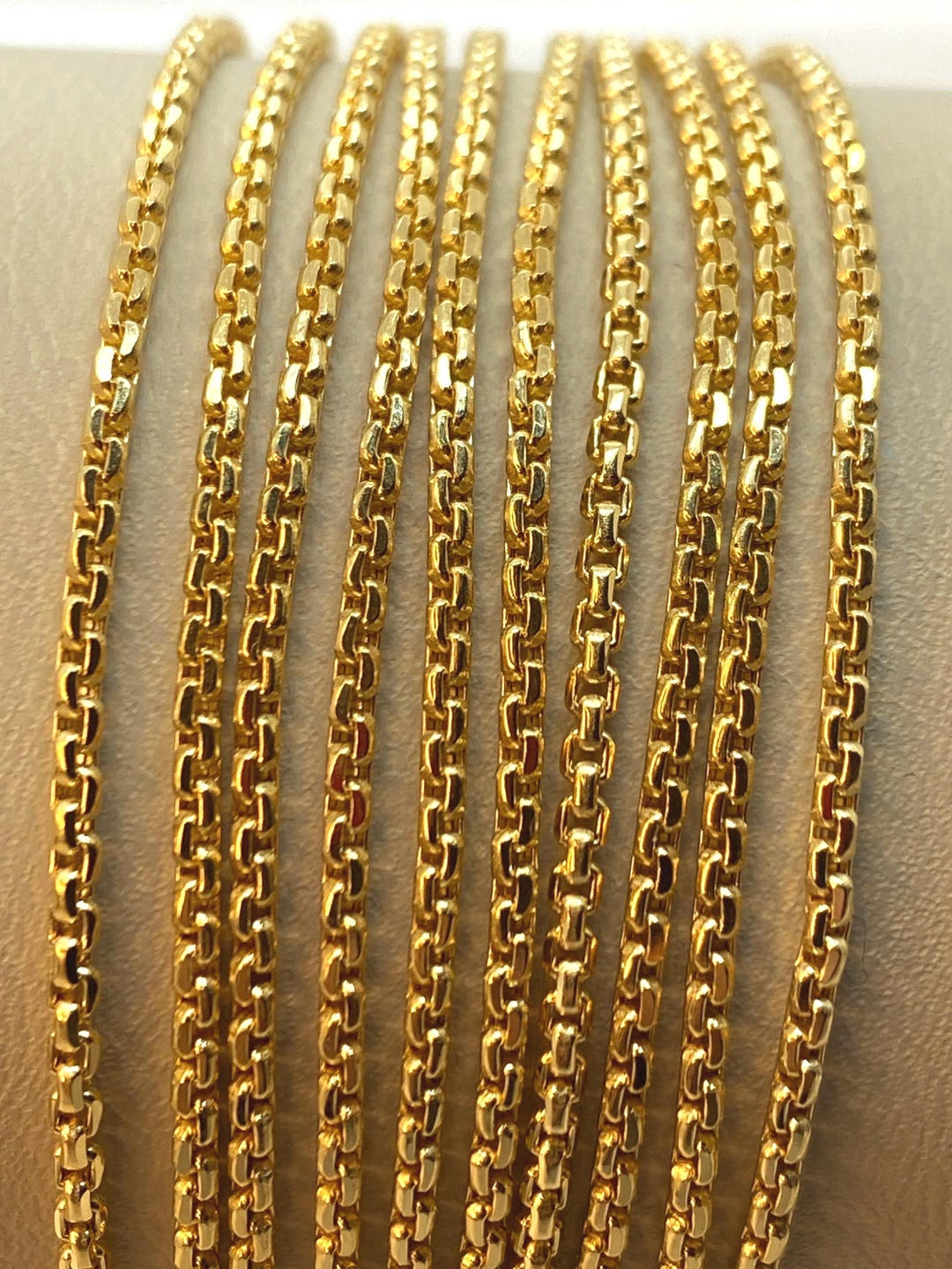 18k Gold Box Chain Necklace - 2mm Thickness - Etsy