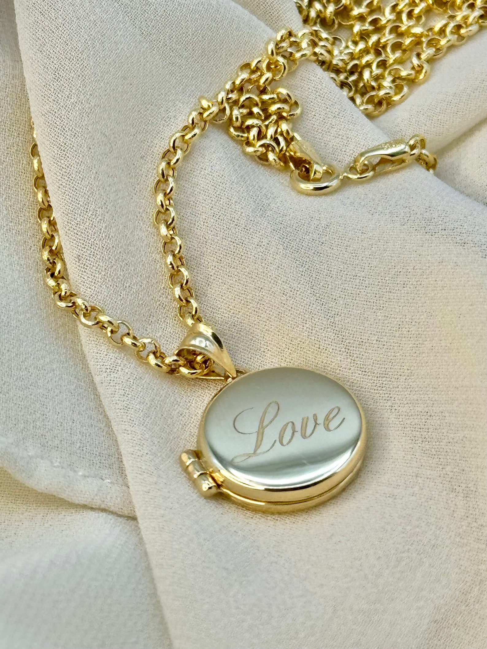 14k Solid Gold Locket Necklace With Rolo Chain (21 Inch) - Etsy
