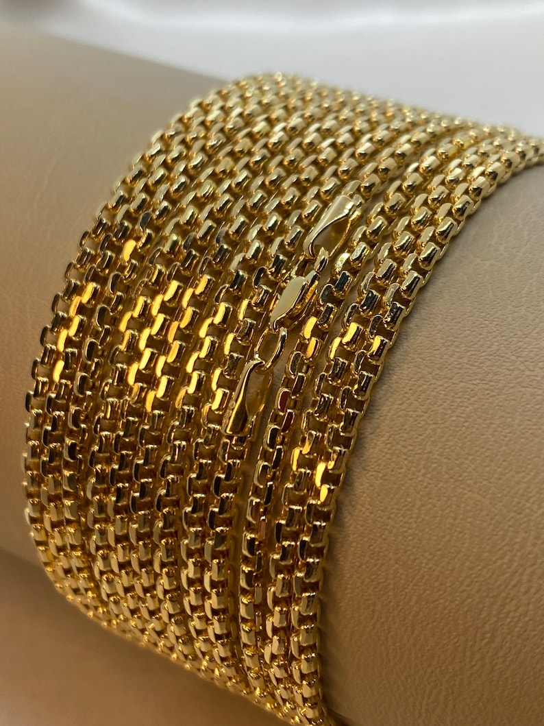 18k Solid Gold Round Box Chain Necklace18 Inches 2mm - Etsy