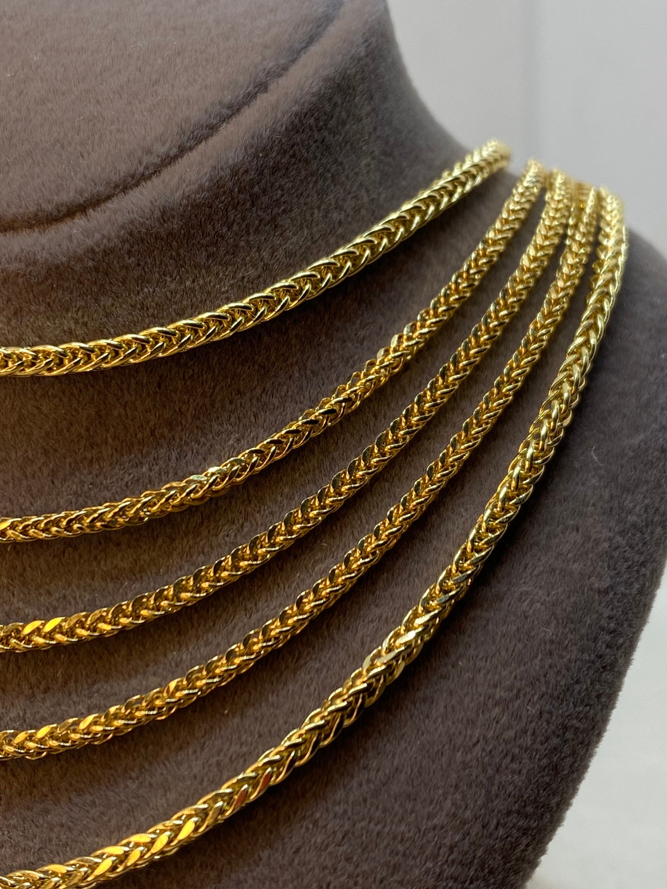 18k Solid Gold Foxtail Chain, Foxtail Chain, Foxtail Necklace, Franco Foxtail Chain,trending ...